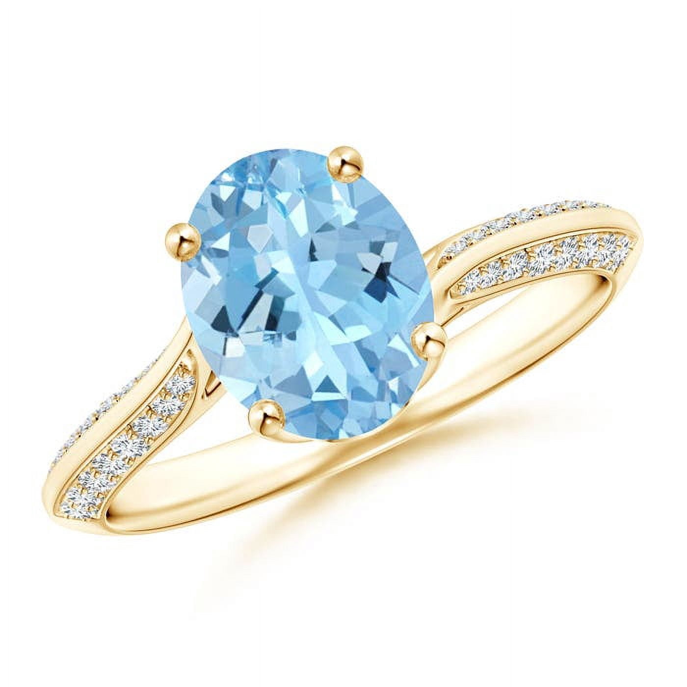 ANGARA Natural Oval 1.5 ct Aquamarine Bypass Ring with Diamond Accents ...