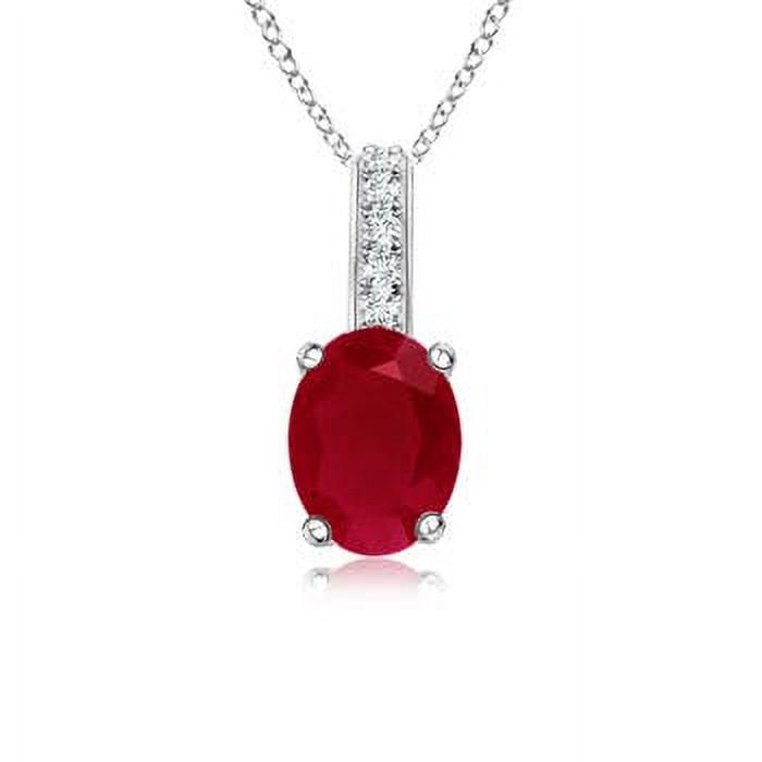 ANGARA Natural Oval 1 ct Ruby Solitaire Pendant with Diamond Bale in ...