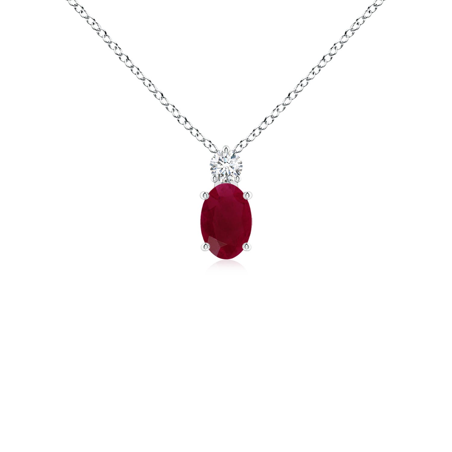 ANGARA Natural Oval Ruby Solitaire Pendant with Diamond in 925 Sterling ...