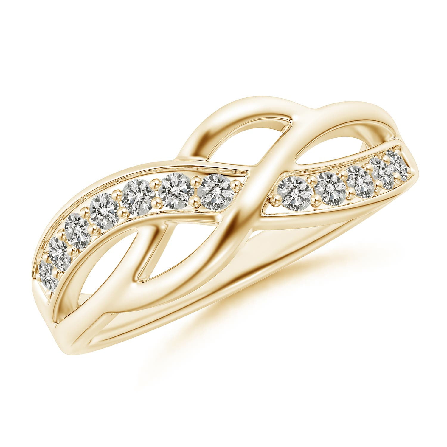 ANGARA Natural Pave Set Diamond Multi-Row Crossover Band in 14K Yellow ...