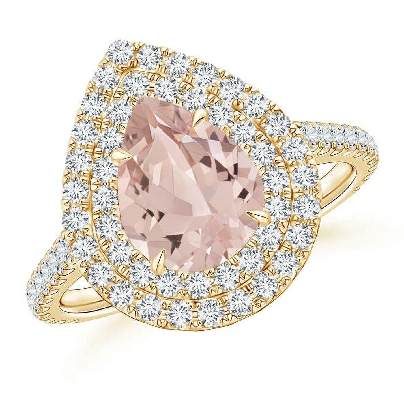 ANGARA Natural Pear-Shaped 1.4 ct Morganite Double Halo Ring in 14K ...