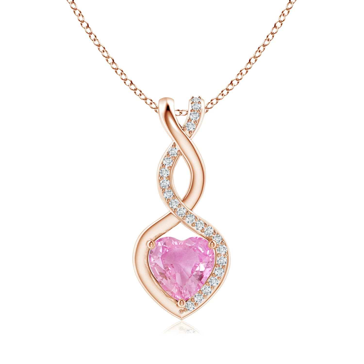 Angara Necklace - Natural Pink Sapphire Infinity Heart Necklace with ...