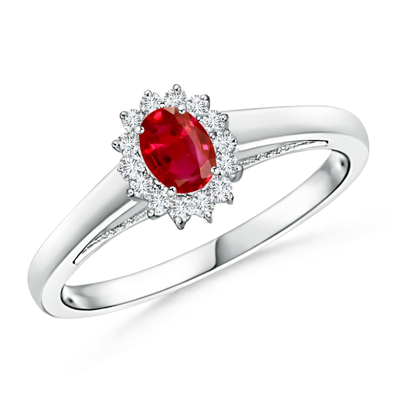 ANGARA Natural Princess Diana Inspired Ruby Ring with Diamond Halo in ...