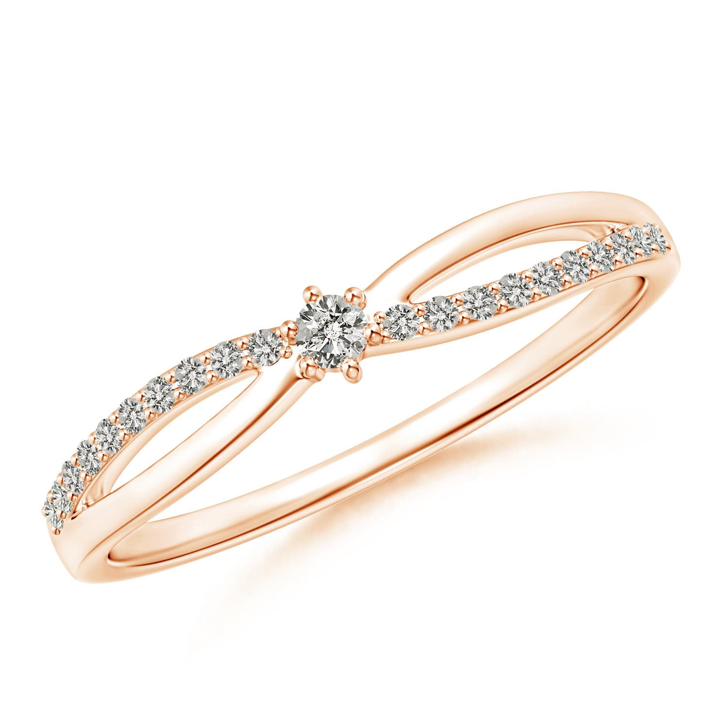 ANGARA Natural Prong Set Diamond Split Shank Promise Ring in 14K Rose ...