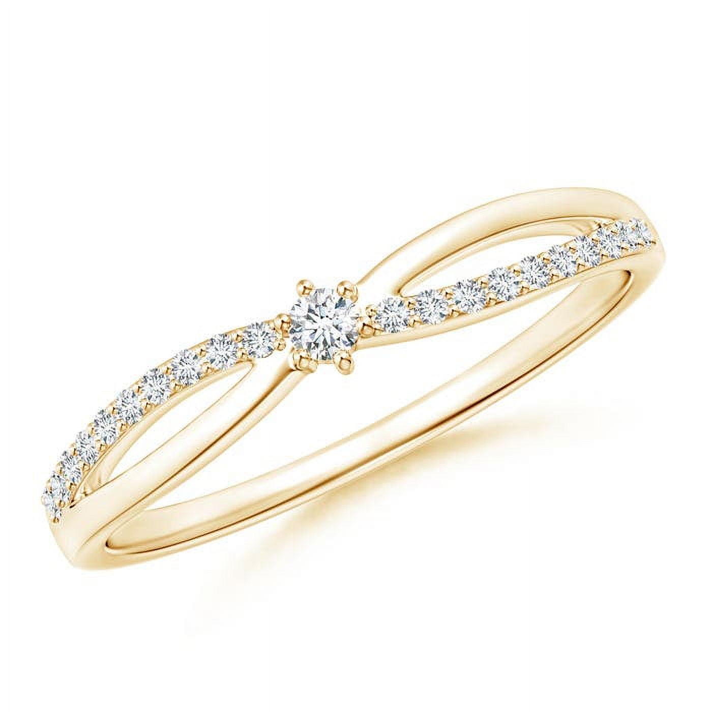 ANGARA Natural Prong Set Diamond Split Shank Promise Ring in 14K Yellow ...
