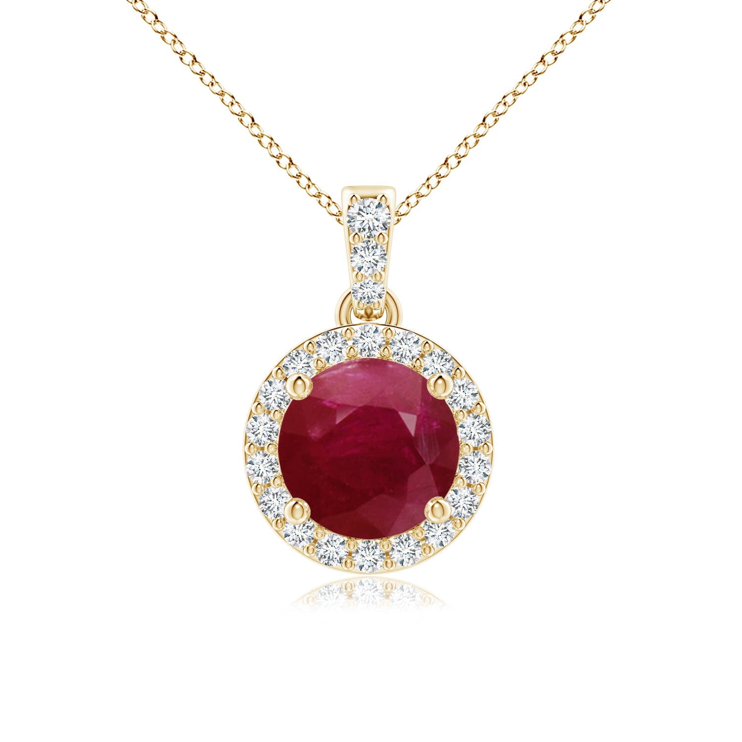 Angara Natural 1 ct Ruby Pendant Necklace with Diamond Halo in 14K ...