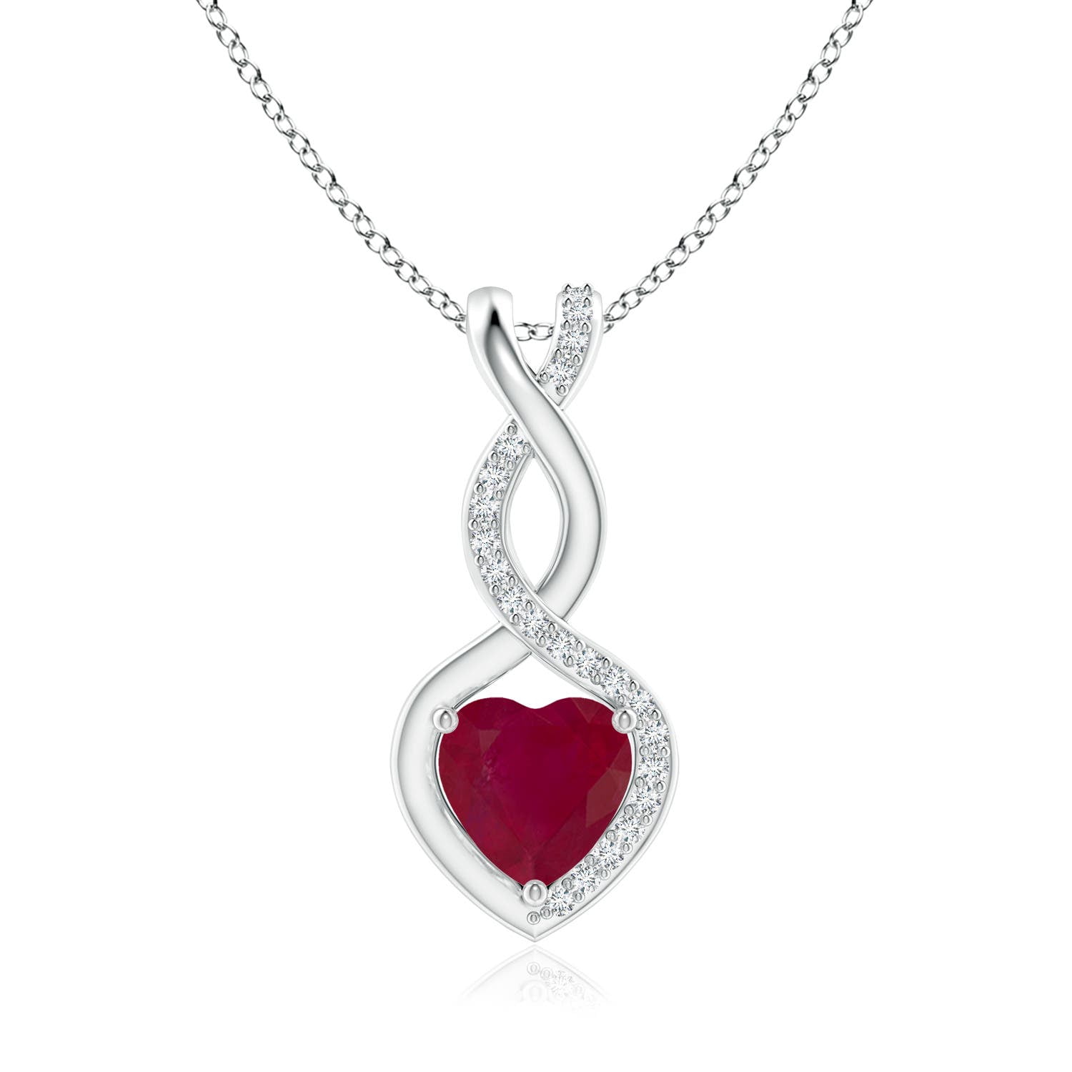 Angara Natural Ruby Heart Pendant Necklace in 925 Sterling Silver for ...