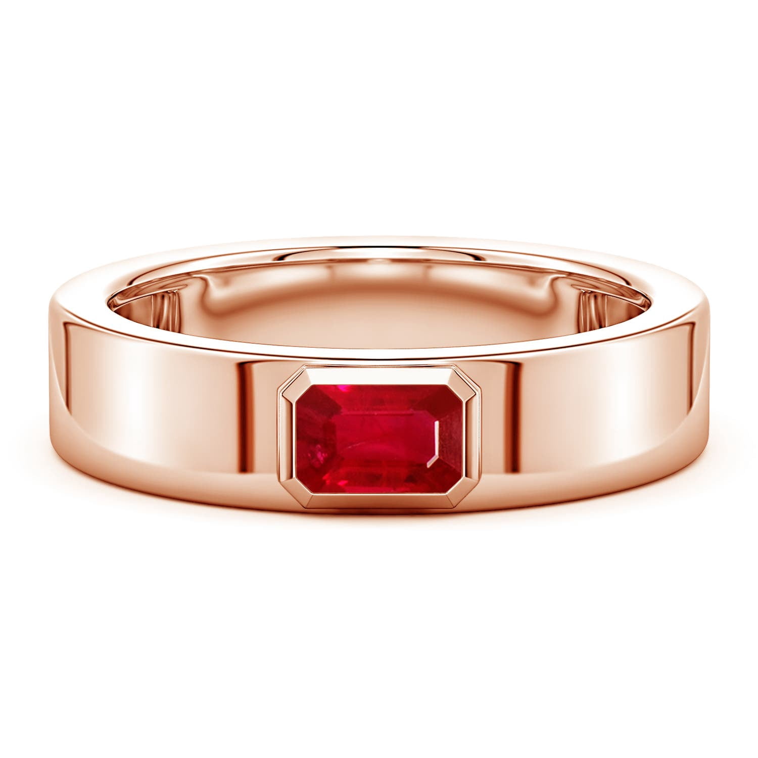ANGARA Natural Ruby Ring for Men - Bezel Set Emerald-Cut Ruby Men’s ...