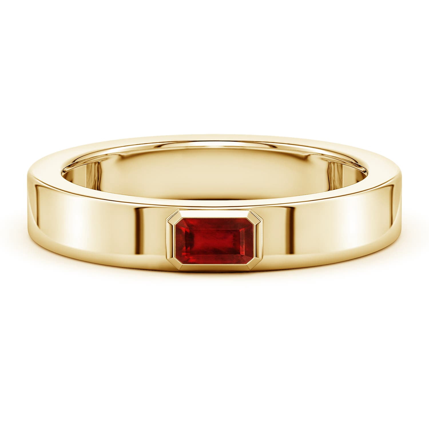 ANGARA Natural Ruby Ring for Men - Bezel Set Emerald-Cut Ruby Men’s ...