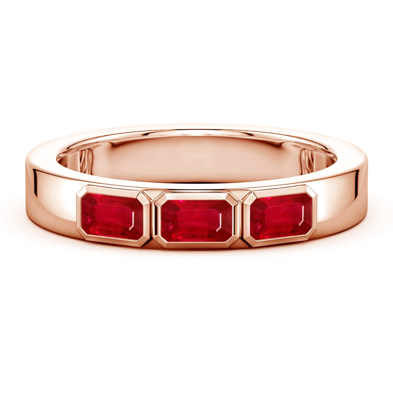 ANGARA Natural Ruby Ring for Men - Bezel Set Emerald-Cut Ruby Men’s ...