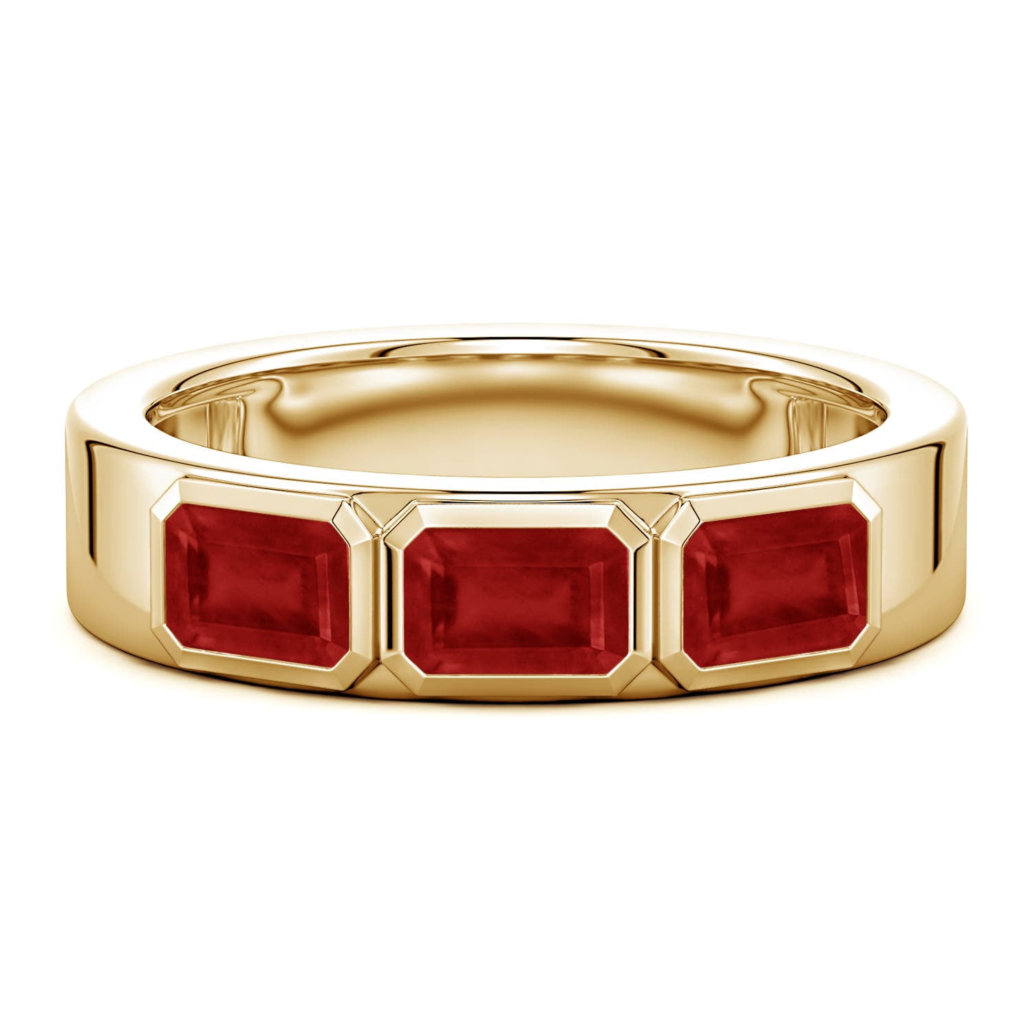 ANGARA Natural Ruby Ring for Men - Bezel Set Emerald-Cut Ruby Men’s ...