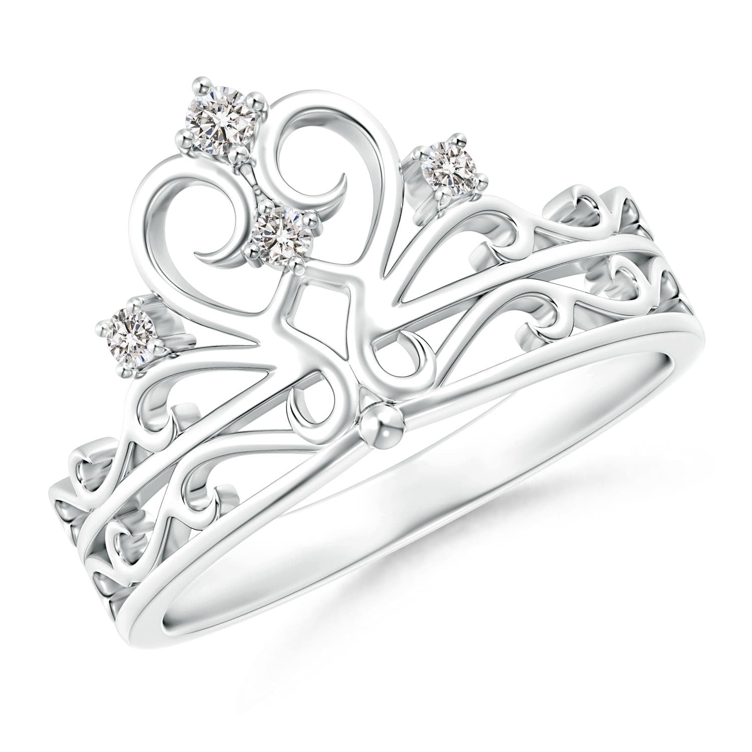 ANGARA Natural Scattered Diamond Princess Tiara Ring in 14K White Gold ...