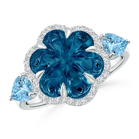 ANGARA Natural 6-Petal 7.8 ct London Blue Topaz Flower Cocktail Ring in ...