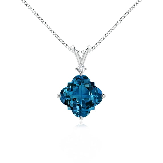 ANGARA Natural Clover-Shaped 1.4 ct London Blue Topaz V-Bale Pendant in ...