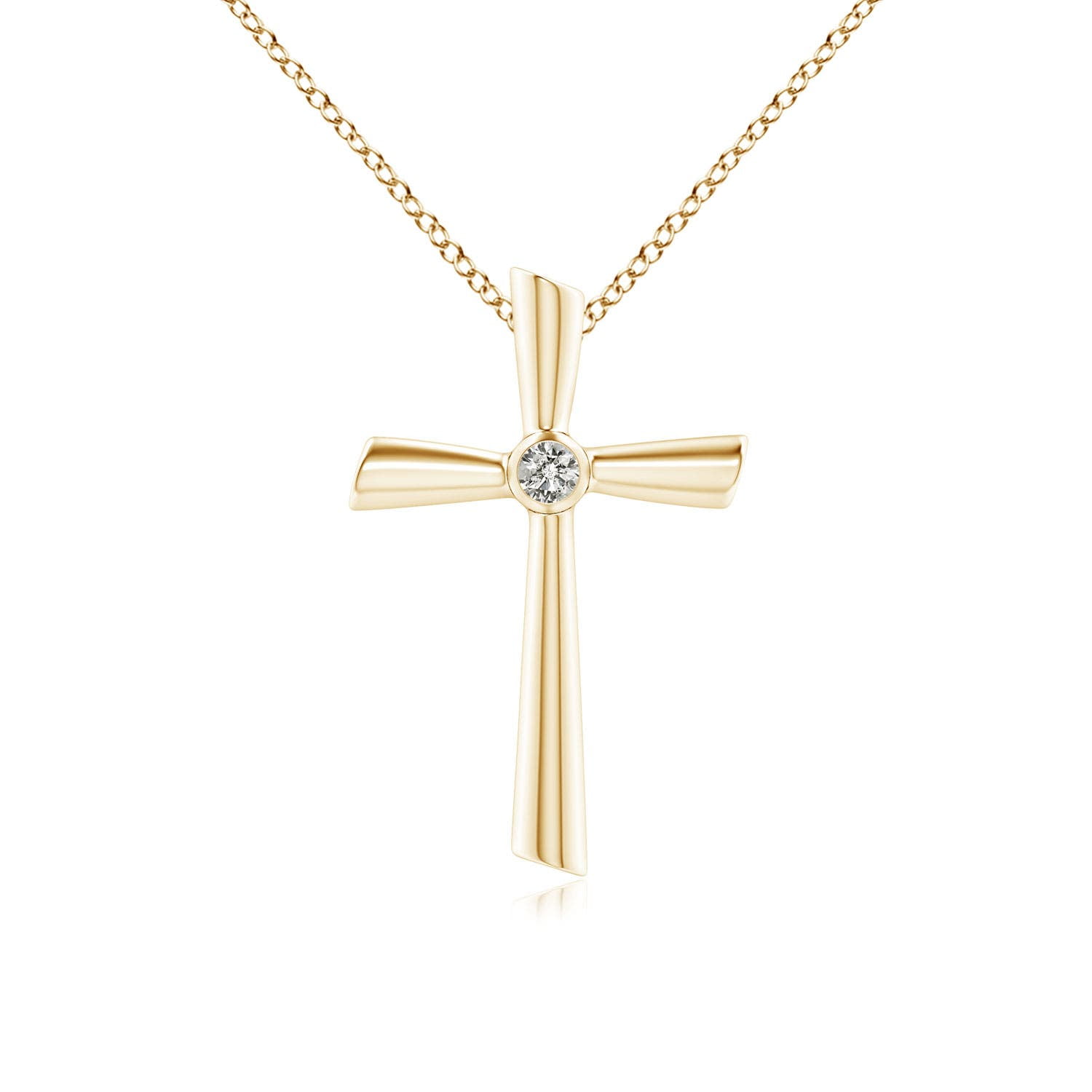 ANGARA Natural Solitaire Diamond Cross Pendant in 14K Yellow Gold for ...