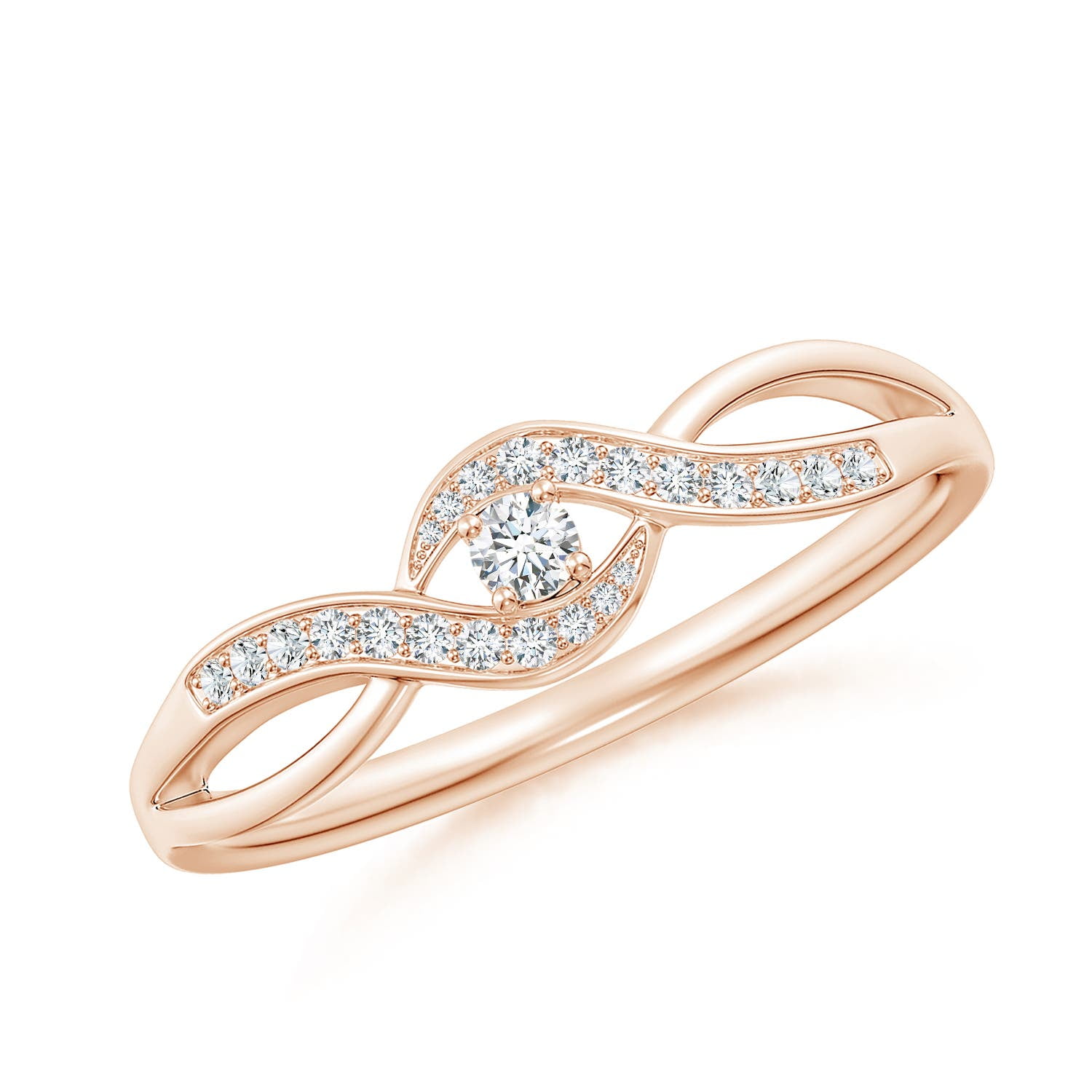 ANGARA Natural Solitaire Diamond Infinity Promise Ring in 14K Rose Gold ...