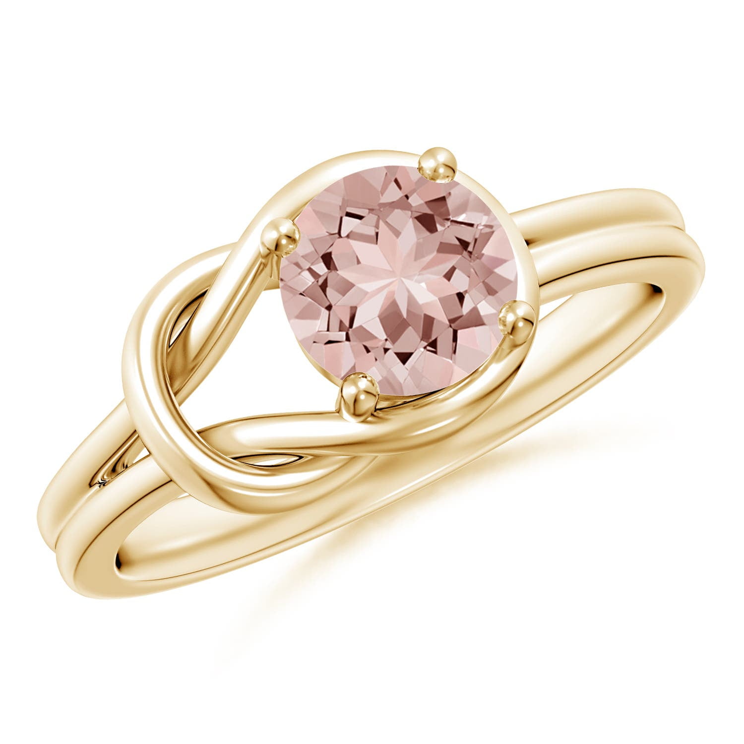 ANGARA Natural Solitaire Morganite Infinity Knot Ring in 14K Yellow ...