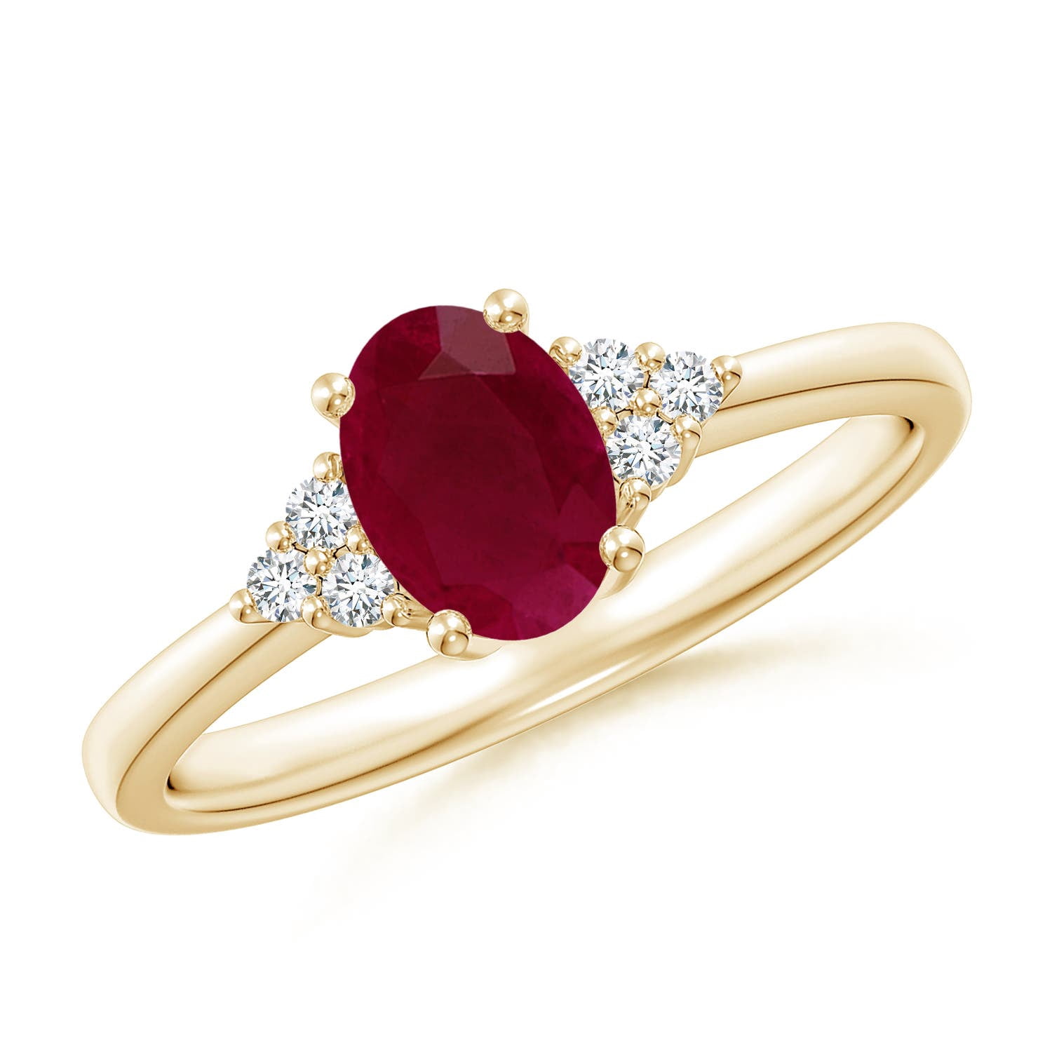 ANGARA Natural Solitaire Oval 1 ct Ruby and Diamond Promise Ring in 14K ...