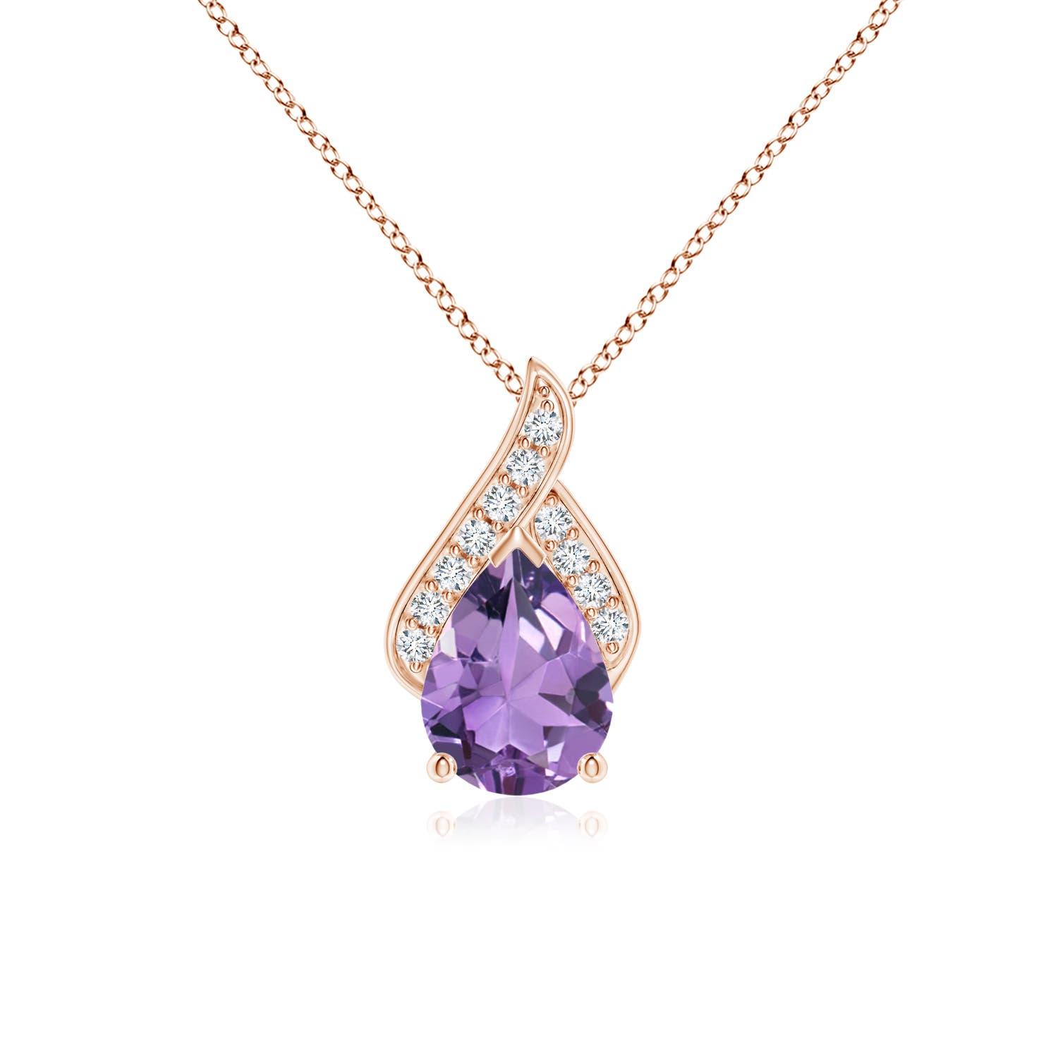 ANGARA Natural Solitaire Pear-Shaped 1 ct Amethyst Flame Pendant in 14K ...