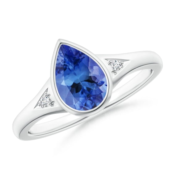 ANGARA Natural Pear-Shaped 1.3 ct Tanzanite Ring with Diamonds in 925 ...