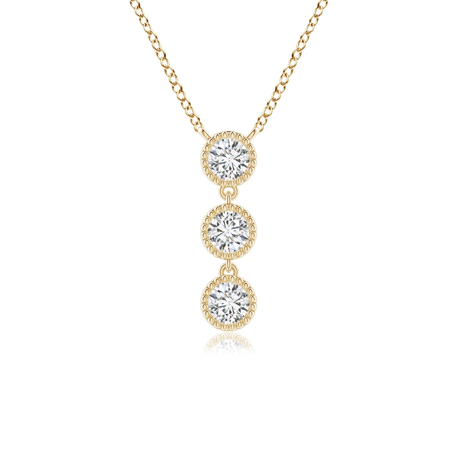 ANGARA Natural Three Stone Diamond Necklace in 14K Yellow Gold for ...