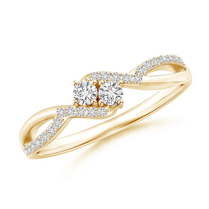 ANGARA Natural Two Stone Diamond Split Shank Bypass Ring in 14K Yellow ...