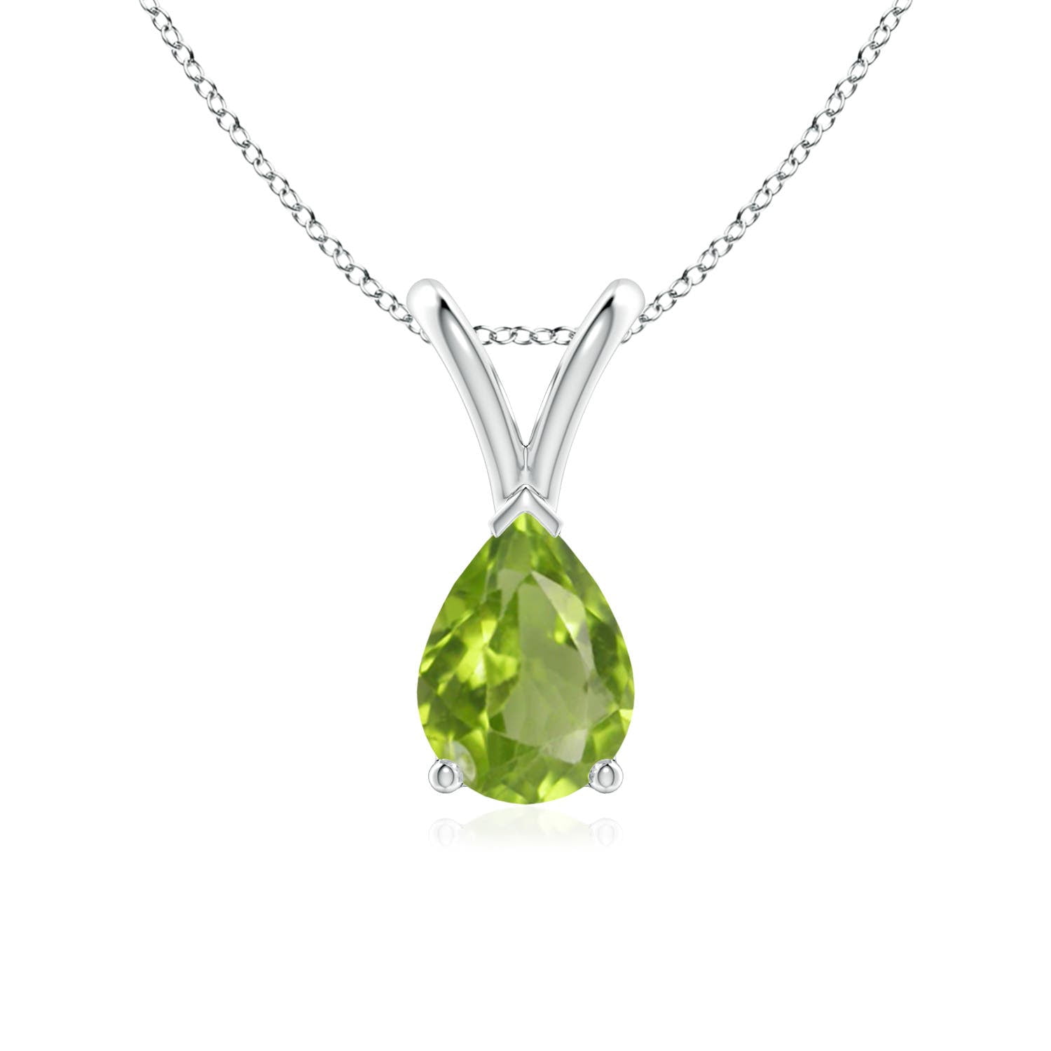 ANGARA Natural V-Bale Pear-Shaped Peridot Solitaire Pendant in 925 ...