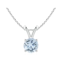 Angara Necklace - Natural Round Amethyst Solitaire Pendant Necklace in ...