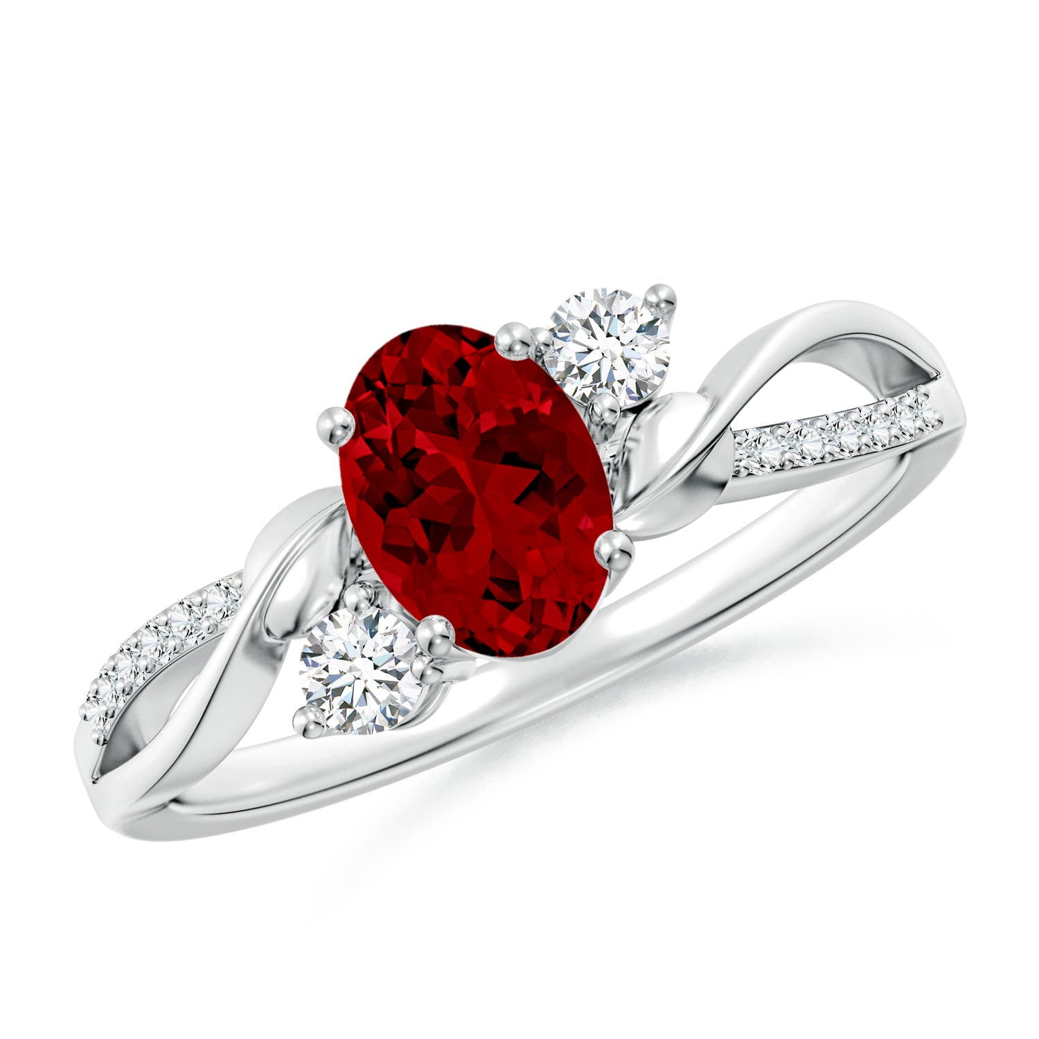 ANGARA Nature Inspired Oval Lab Grown 1 Ct Ruby Twisted Vine Engagement ...