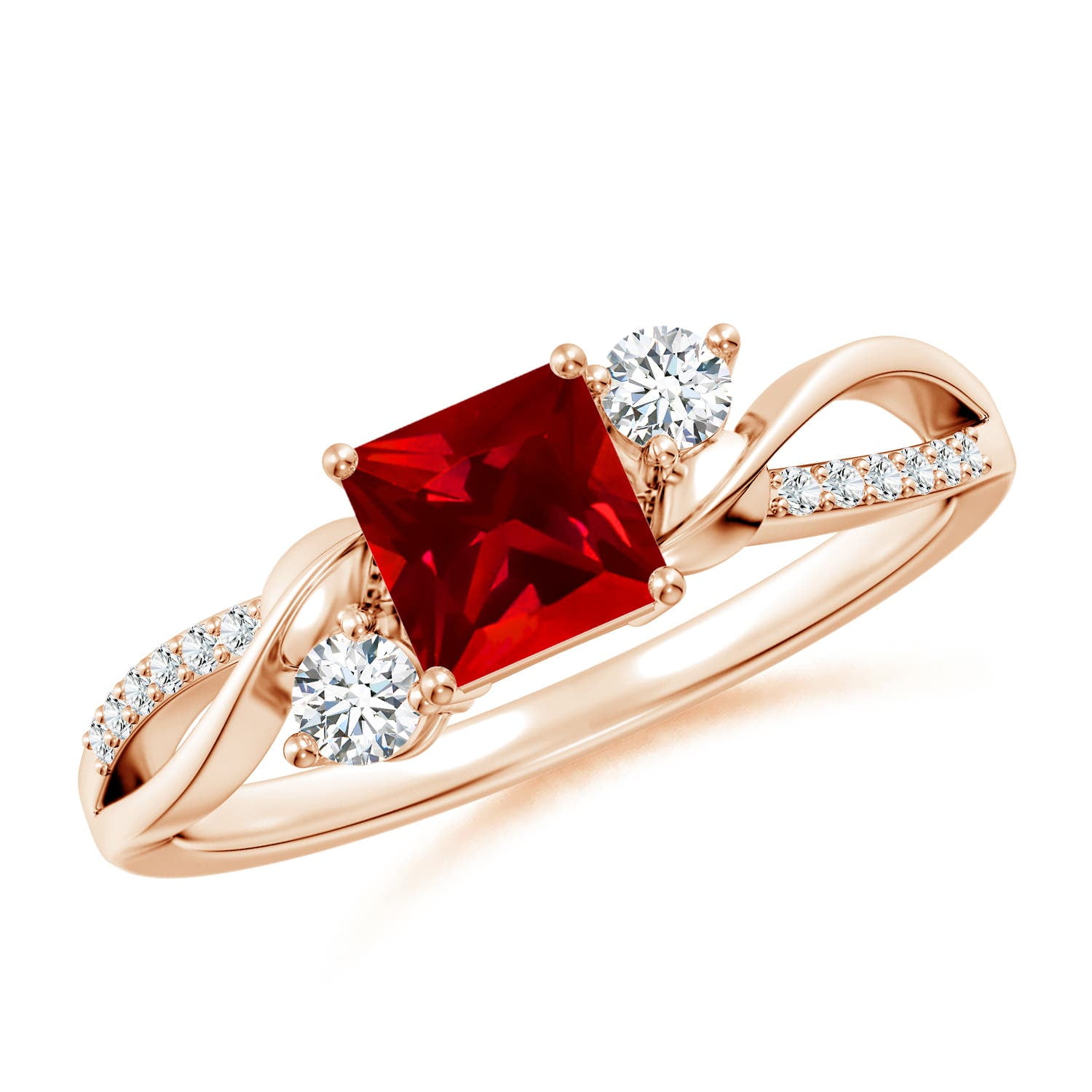 ANGARA Nature Inspired Square Lab Grown Ruby Twisted Vine Engagement ...