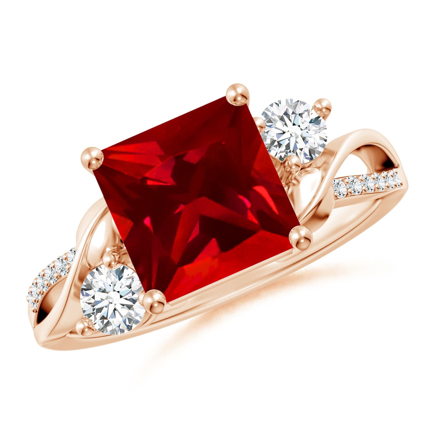 ANGARA Nature Inspired Square Lab Grown 2.1 Ct Ruby Twisted Vine ...