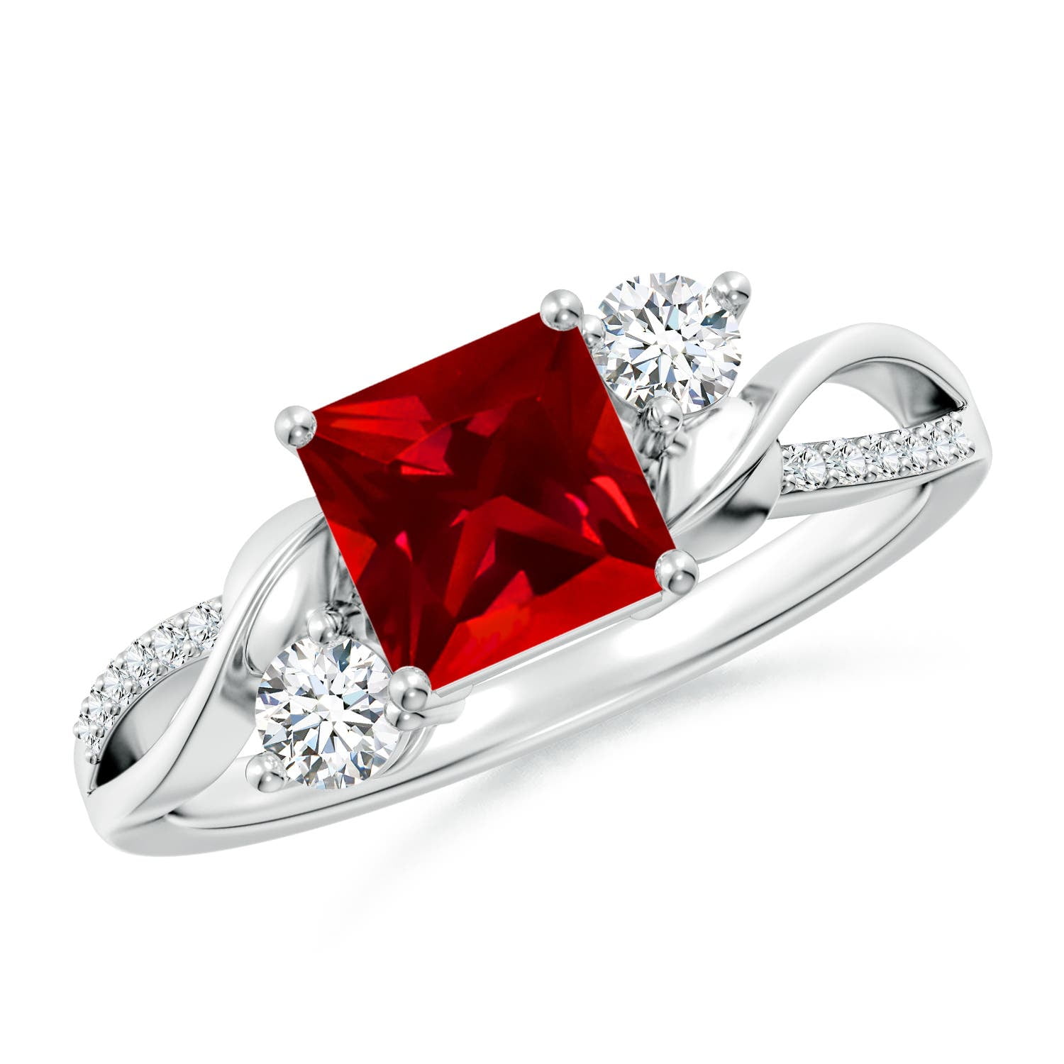 ANGARA Nature Inspired Square Lab Grown 1 Ct Ruby Twisted Vine ...