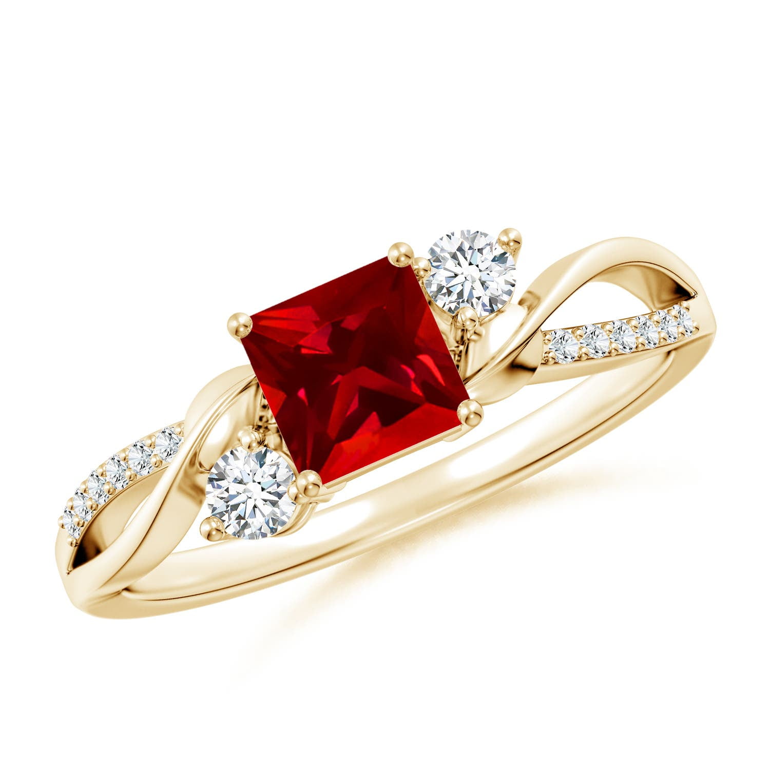ANGARA Nature Inspired Square Lab Grown Ruby Twisted Vine Engagement ...