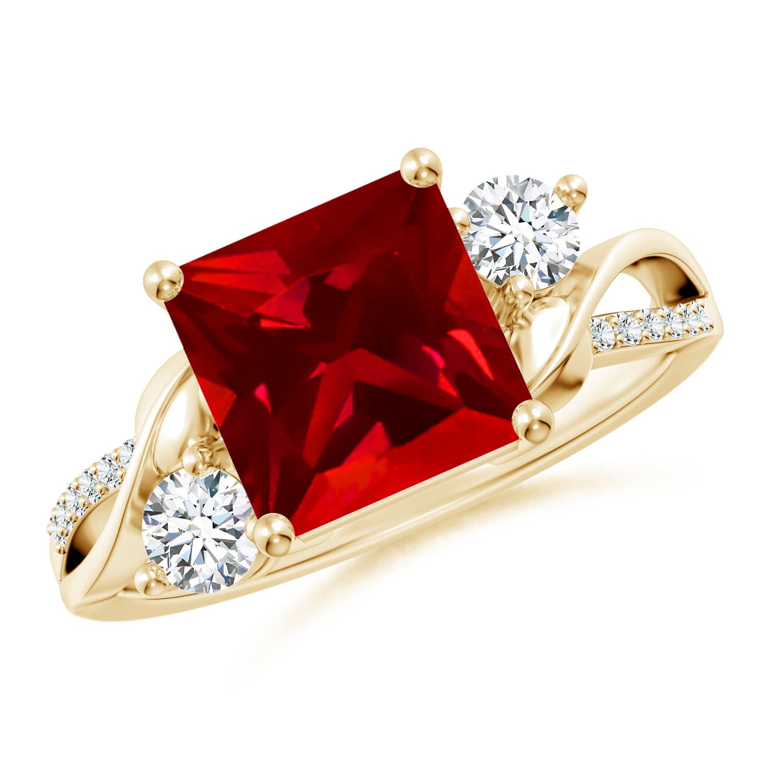 ANGARA Nature Inspired Square Lab Grown 2.1 Ct Ruby Twisted Vine ...