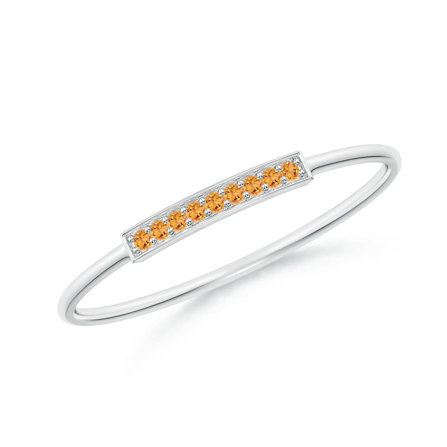 ANGARA Pave Set Natural Citrine Bar Ring for Women in 925 Sterling ...