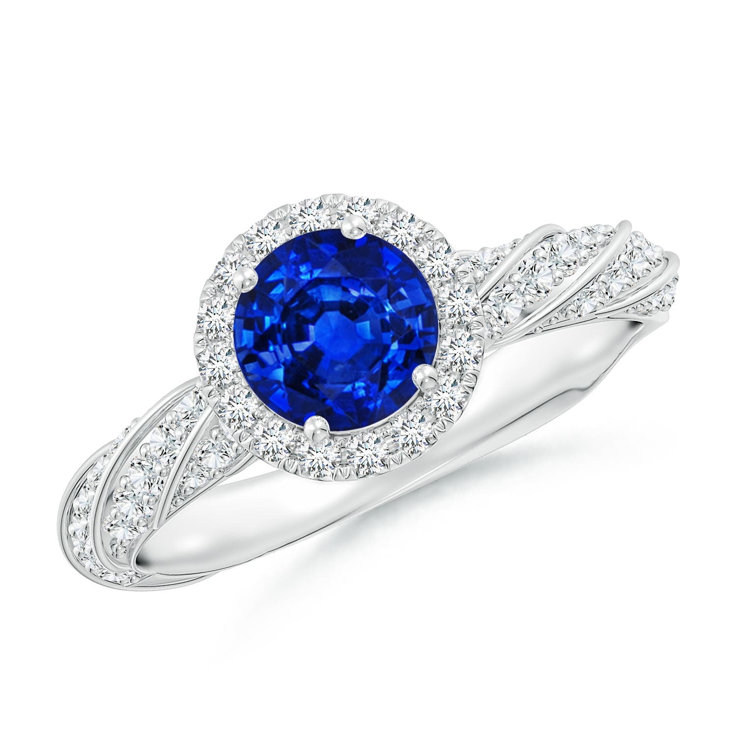 ANGARA Lab Grown 1 Ct Blue Sapphire Engagement Ring for Women in 14K ...