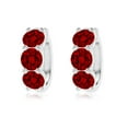 ANGARA Round Lab Grown 4.5 Ct Ruby Three Stone Hoop Earrings for Women ...
