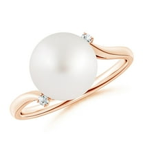 ANGARA Tahitian Cultured Pearl Chevron Ring with Diamond in 14K White ...