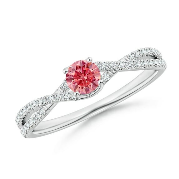 ANGARA Twist Shank Lab Grown Pink Diamond Engagement Ring for Women in ...