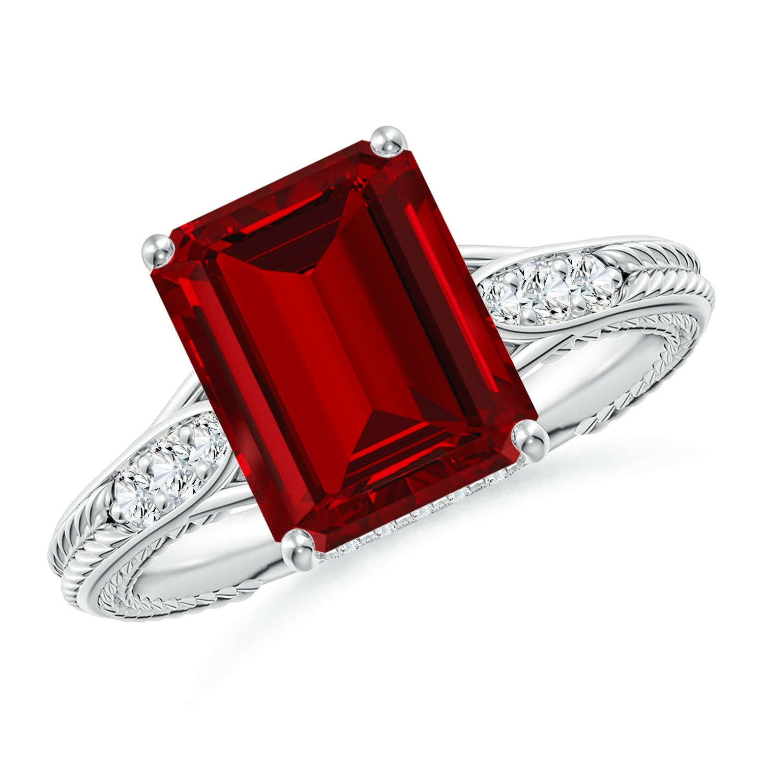 ANGARA Vintage Inspired Lab Grown 4 Ct Ruby Hidden Halo Engagement Ring ...