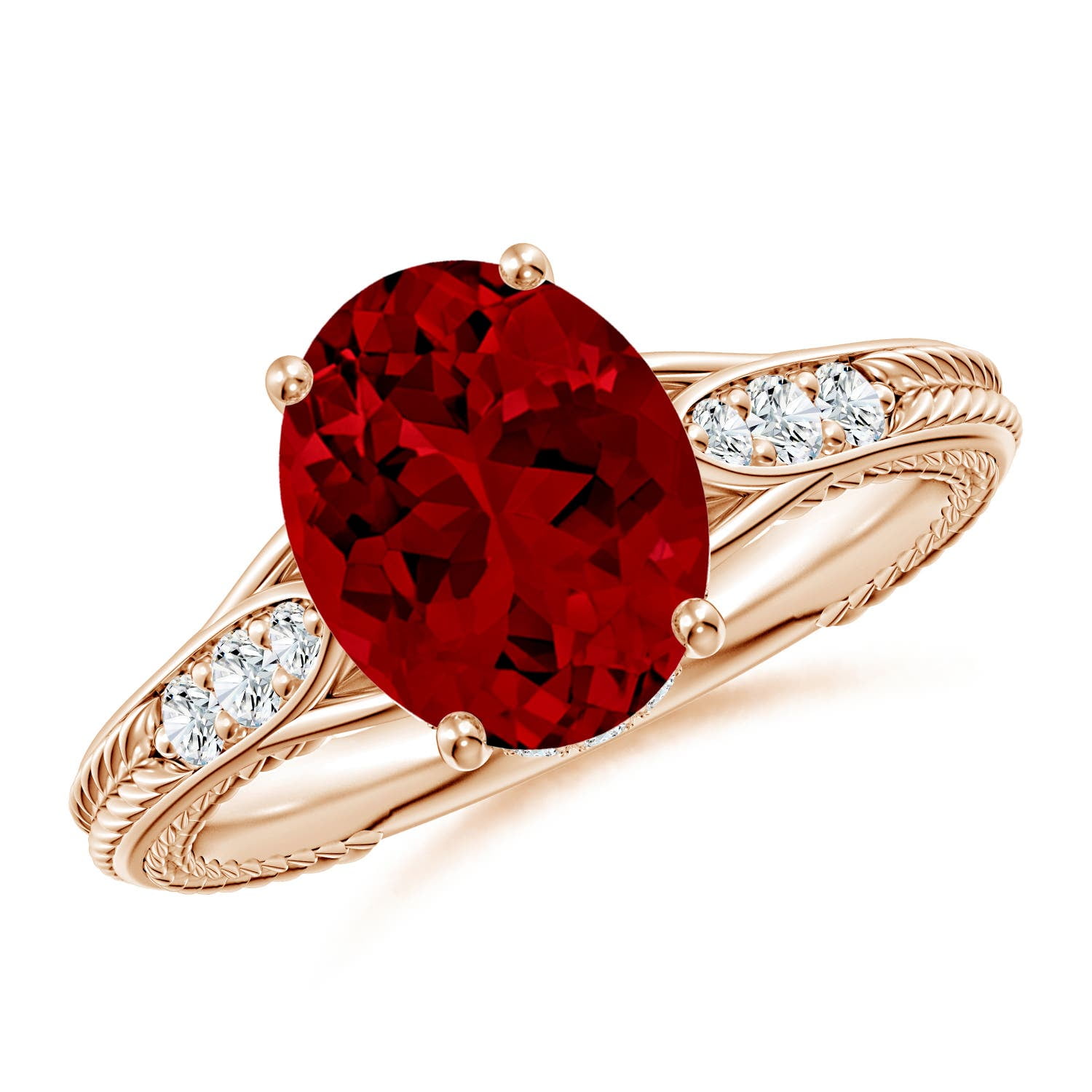 ANGARA Vintage Inspired Oval Lab Grown 3.3 Ct Ruby Hidden Halo ...
