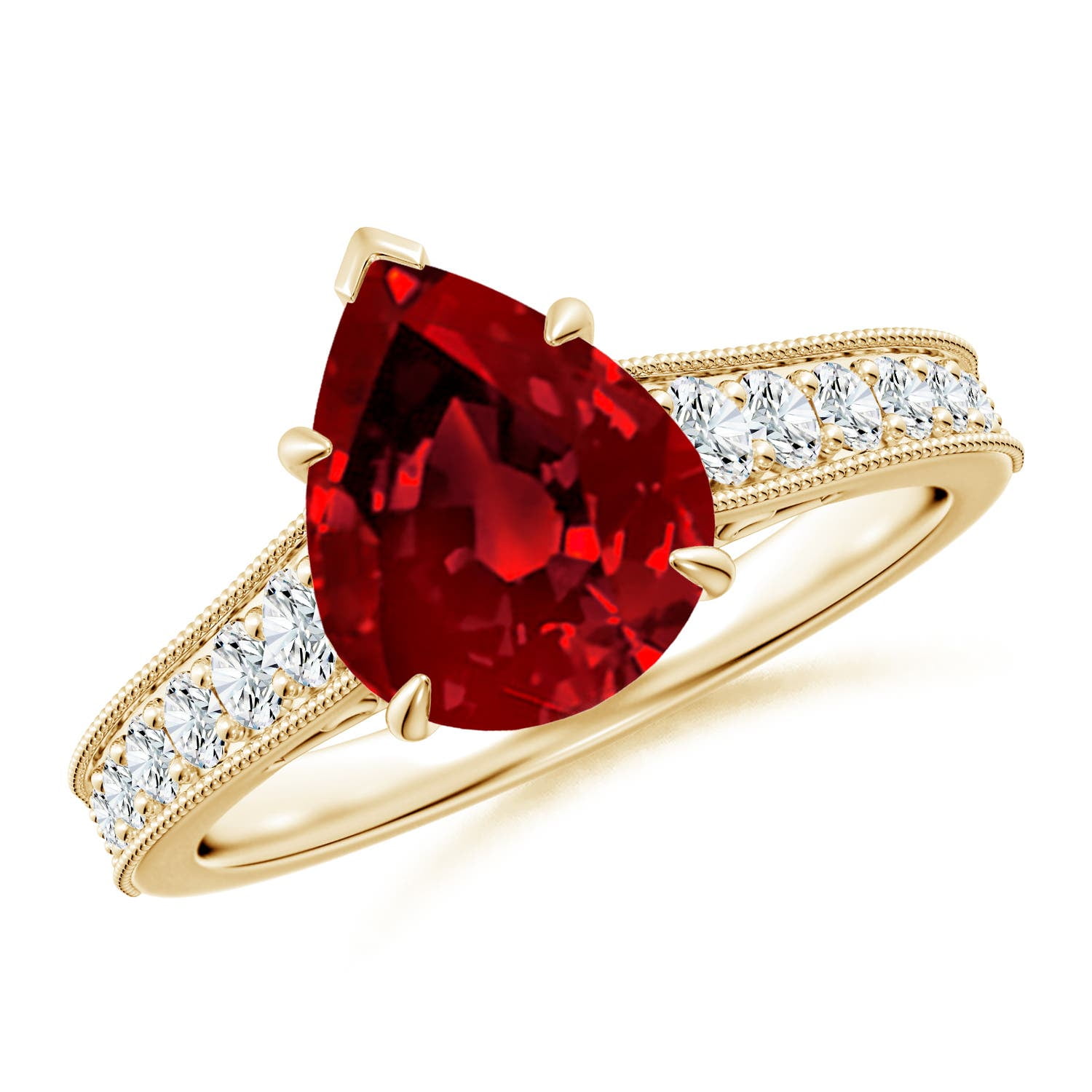 ANGARA Vintage Inspired Lab Grown 2.7 Ct Ruby Engagement Ring with ...