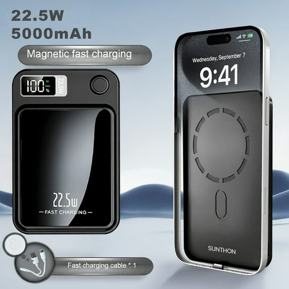 ANGEL FISH Magnetic Wireless Charging Power Bank (10000/5000mAh), 22.5W ...