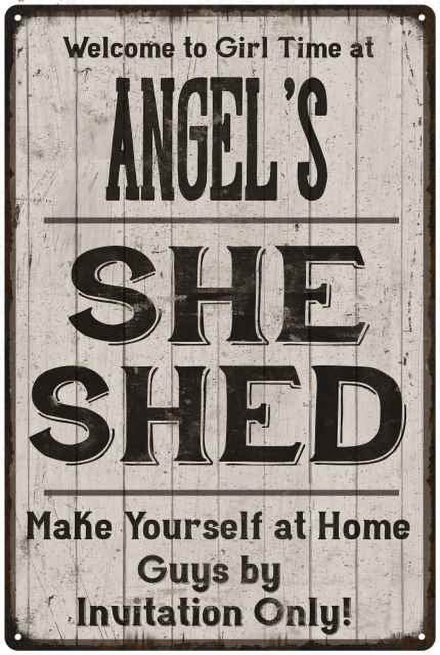 ANGEL'S She Shed Sign Lady Cave Gift 8 x 12 Matte Finish Metal ...