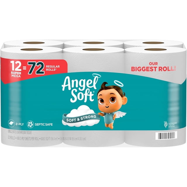 ANGEL SOFT® BATH TISSUE, 12 SUPER MEGA ROLLS - Walmart.com