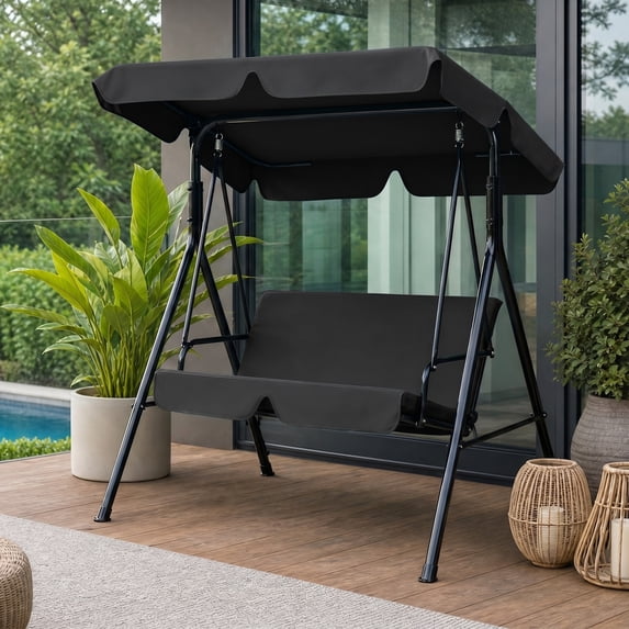 ANGELES HOME 2 Person Outdoor Porch Swing with Canopy & Cushion ...