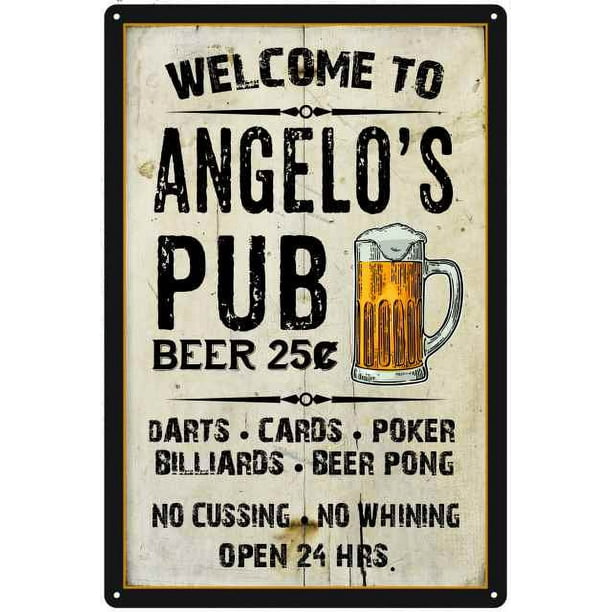 ANGELO'S Pub Sign Vintage Man Cave Bar Wall Decor Gift 8x12 Metal ...