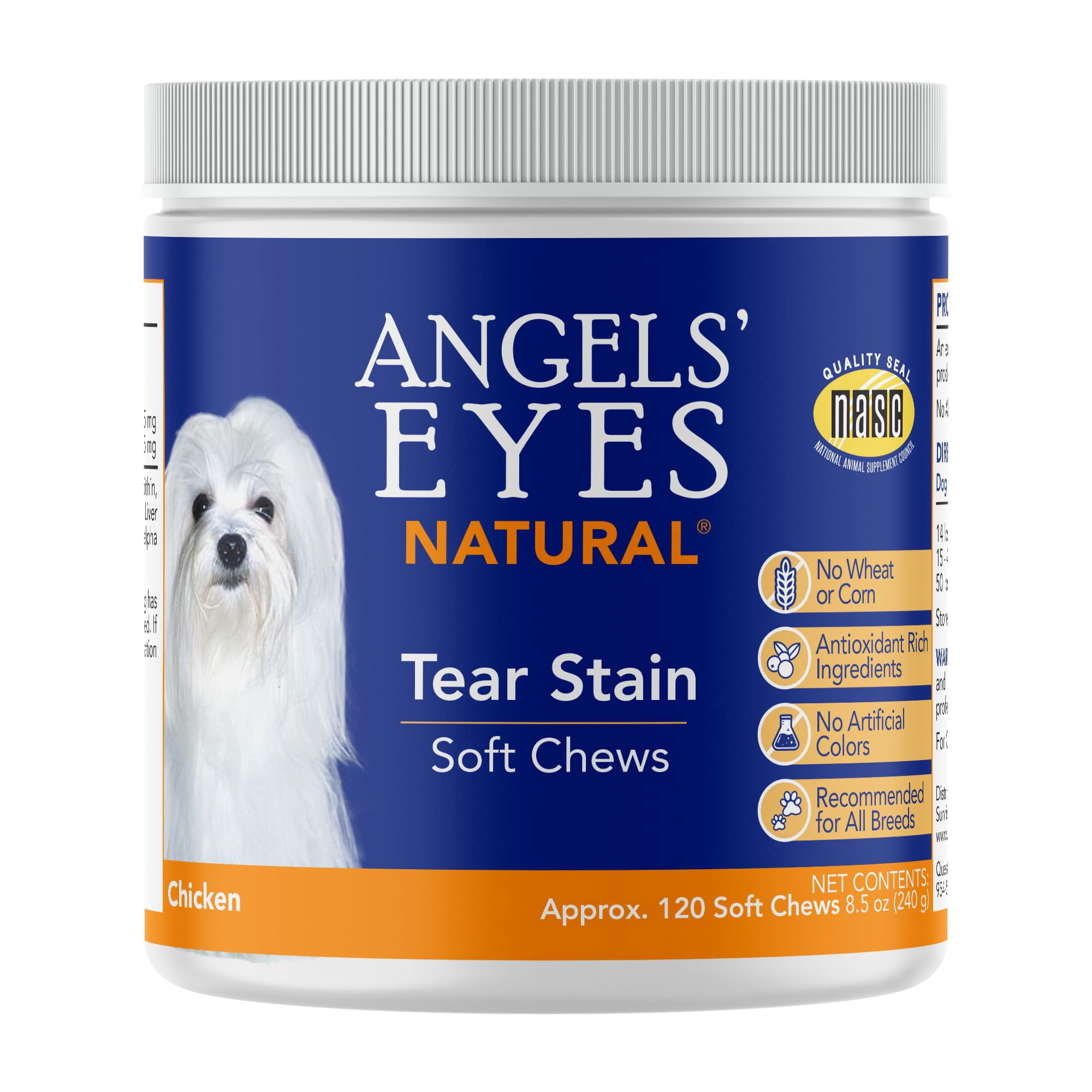ANGELS' EYES Natural Tear Stain Prevention Soft Chews for Dogs ...