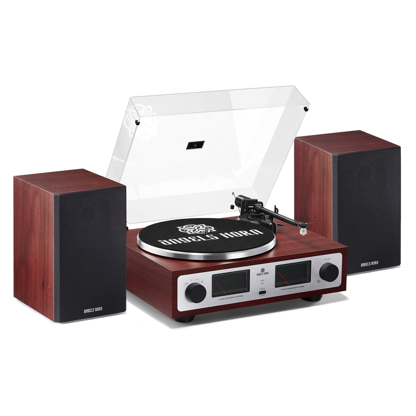 ANGELS HORN Vintage Record Player, Bluetooth HiFi Turntable Stereo ...