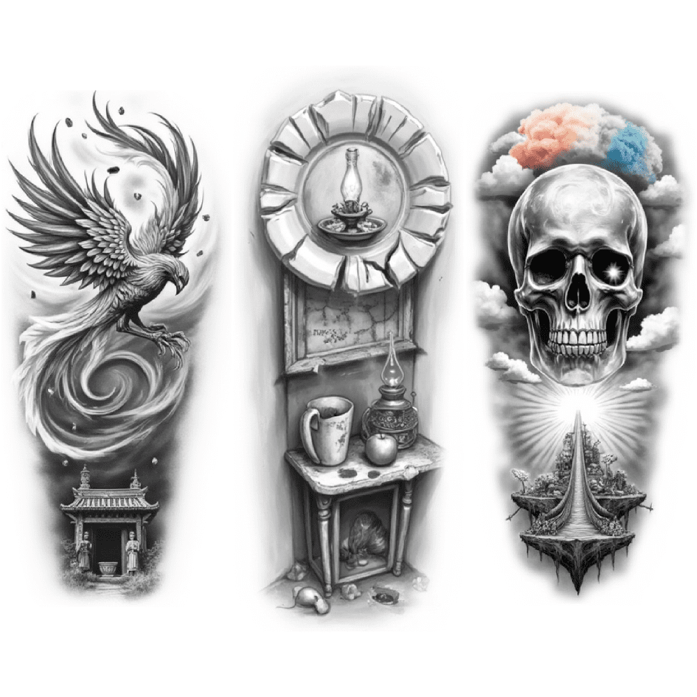 ANGFENG 3D Waterproof Skull Tattoos Gothic Temporary Stickers Realistic ...